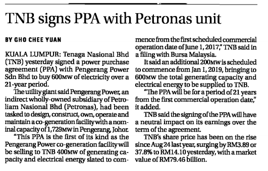 TNB Signs PPA With PETRONAS Subsidiary for Pengerang Power Plant ...