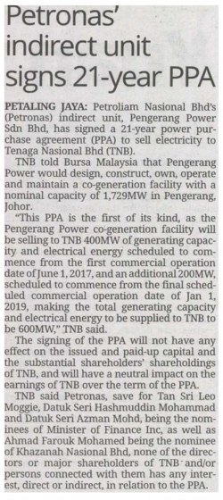 TNB Signs PPA With PETRONAS Subsidiary for Pengerang Power Plant ...