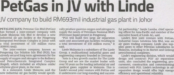 PETGAS Coorperates with Linde | PETRONAS Pengerang Integrated Complex (PIC)