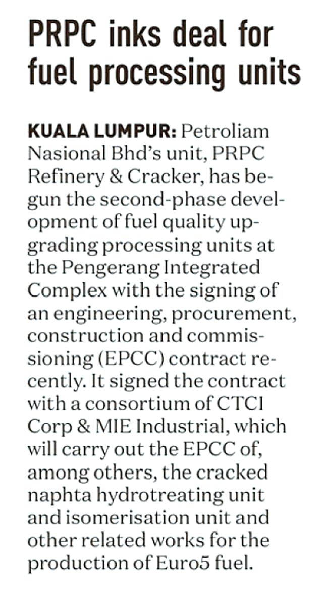 PETRONAS Signs EPCC Contract For Fuel Processing Units and PETRONAS ...
