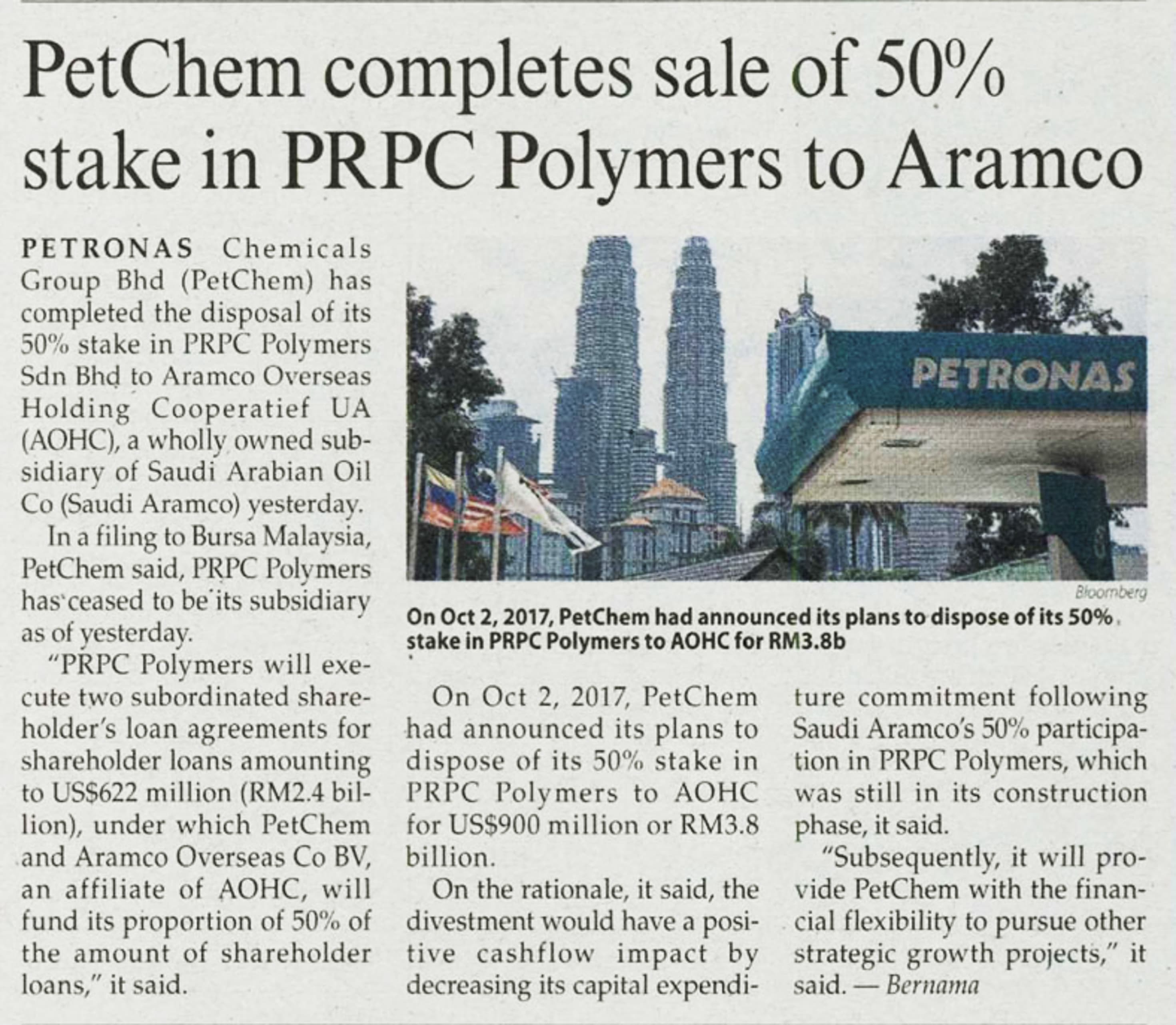PETRONAS , Aramco Form Joint-Ventures | PETRONAS Pengerang Integrated ...