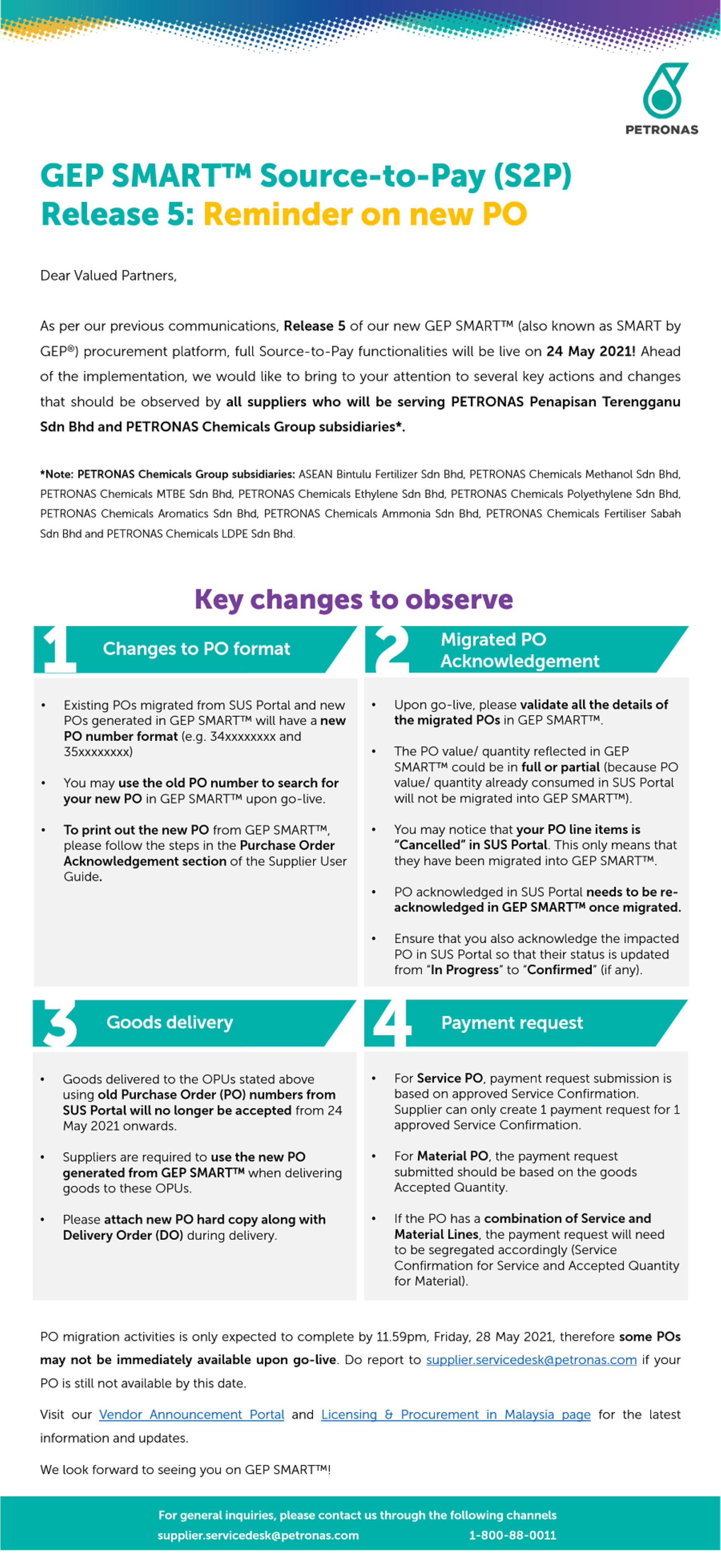 GEP SMART™ Source-to-Pay (S2P) Release 5 Reminder on New PO | PETRONAS ...