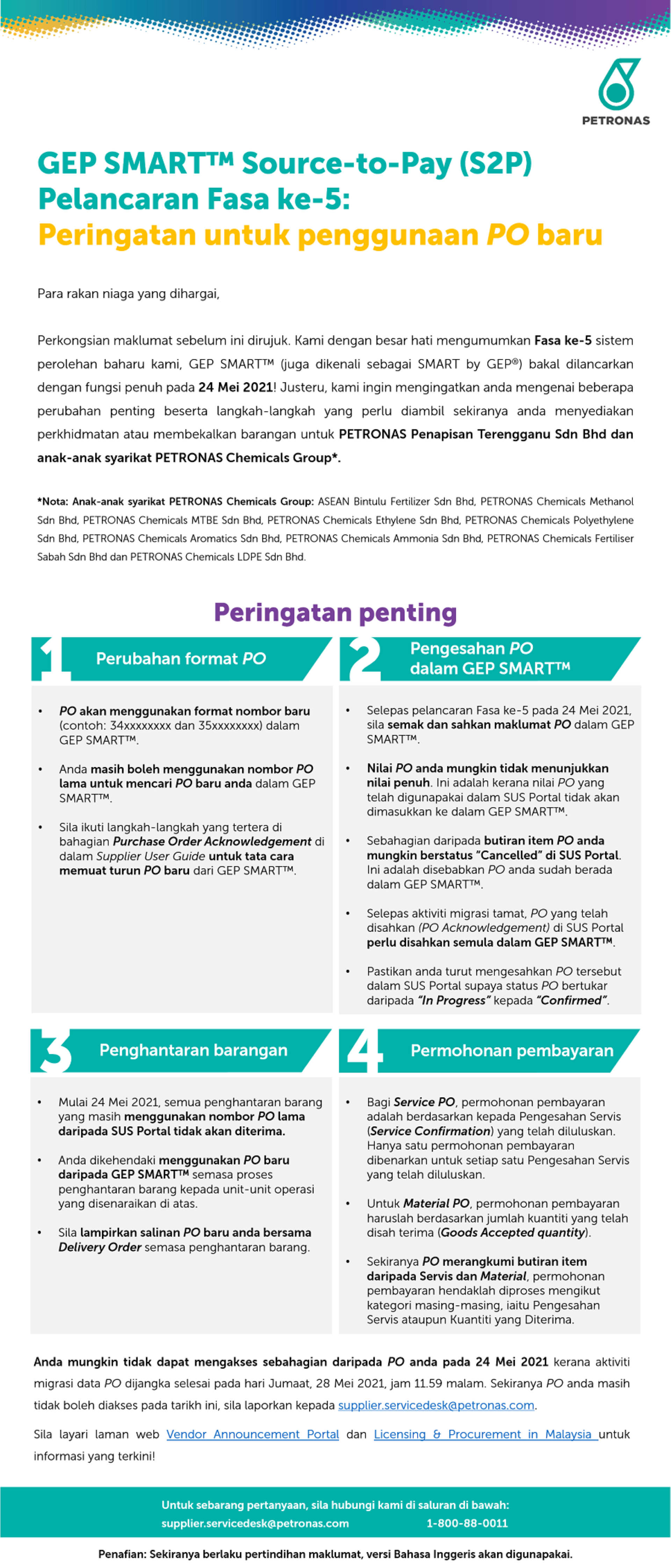 GEP SMART™ Source-to-Pay (S2P) Release 5 Reminder on New PO | PETRONAS ...